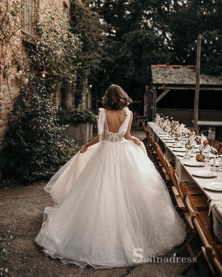 A-line Straps Sweetheart Rustic Wedding Dress Thigh Split Wedding Gown ...