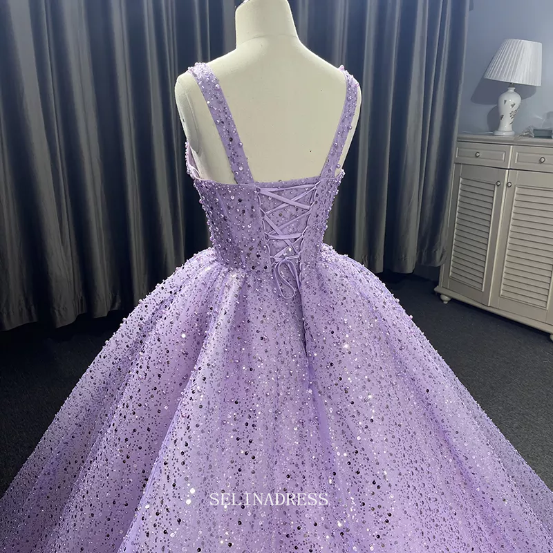 Lilac Princess Dress Ball Gown Beaded Prom Dress Pageant Dress DY9921 ...