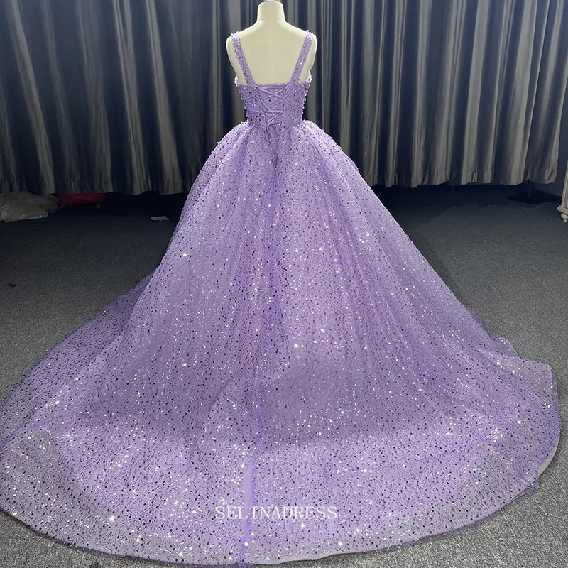 Lilac Princess Dress Ball Gown Beaded Prom Dress Pageant Dress DY9921 ...