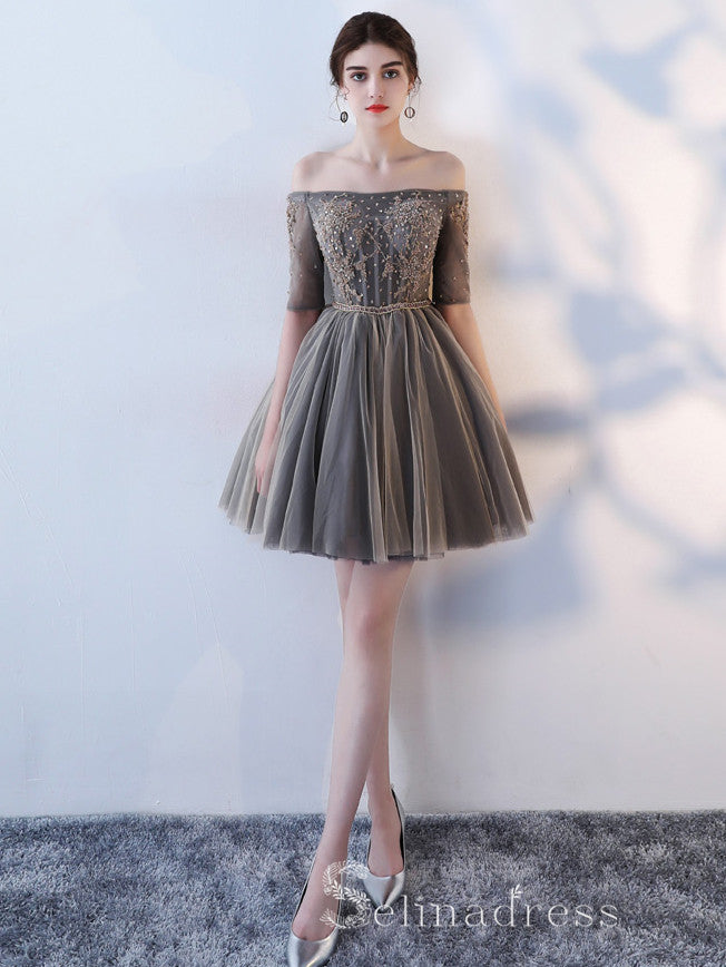 Unique Off-the-shoulder Cute Short Ptom Dress Homecoming Dresses MHL033 ...